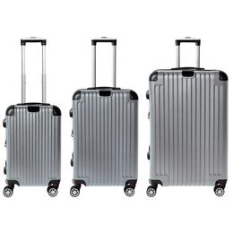 Novel Reisekofferset, Silber, Metall, Kunststoff, Textil, 3-teilig, 30x76x49 cm, Bsci, Zahlenschloss, 360&deg;-Rollensystem, Tragehenkel, Netzfach, Freizeit, Koffer & Taschen, Kofferset