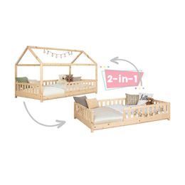 Livetastic Hausbett, Natur, Holz, Kiefer, massiv,Schichtholz, H&ouml;he ca. 20 cm, 90x200 cm, bodentiefer Einstieg, Kinderzimmer & Jugendzimmer, Kinderm&ouml;bel, Kinderbetten, Hausbetten