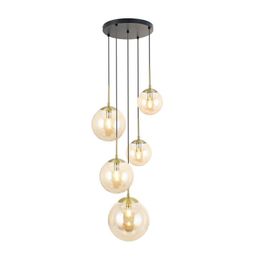Novel H&auml;ngeleuchte, Schwarz, Gold, Bernstein, Metall, Glas, rund,rund, 120 cm, RoHS, CE, Lampen & Leuchten, Innenbeleuchtung, H&auml;ngelampen, Pendelleuchten
