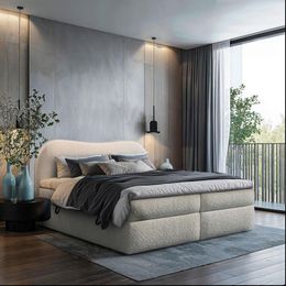 Chameo Boxbett, Beige, Kunststoff, Kiefer, massiv, H3, H&ouml;he ca. 23 cm, 180x200 cm, Bettkasten, Matratze, gepolstertes Kopfteil, Stoffauswahl, Topper durchgehend, in verschiedenen Gr&ouml;&szlig;en erh&auml;ltlich, Schlafzimmer, Betten, Doppelbetten