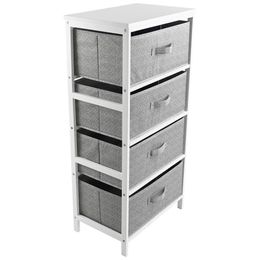 CARRYHOME Kommode, Grau, Wei&szlig;, Holz, Textil, Karton, Holzwerkstoff, Kiefer, massiv, 4 Schublade(n) Schubladen, 46x94x30 cm, Typenauswahl, stehend, in verschiedenen Gr&ouml;&szlig;en erh&auml;ltlich, Holzm&ouml;bel, Kleinm&ouml;bel Holz, Holzkommoden