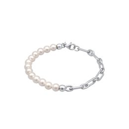 Kuzzoi Armband mit Perlen Herren Gr&ouml;&szlig;e 21 silber / perlwei&szlig;
