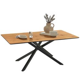 CARRYHOME Esstisch, Eiche, Metall, Holzwerkstoff, rechteckig, eckig, Flachrohr, 90x75x180 cm, Variantenauswahl, Esszimmer, Tische, Esstische