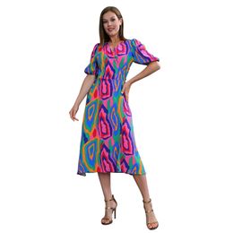 Woman Vision Kleid Damen Gr&ouml;&szlig;e 36 blau / gr&uuml;n / orange / pink Sommerkleid