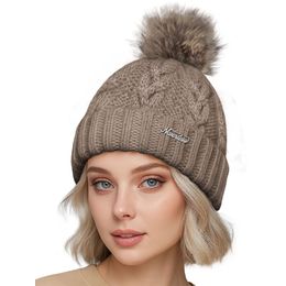 Neverless M&uuml;tze 'Jule' Damen Gr&ouml;&szlig;e 54/64 dunkelbeige