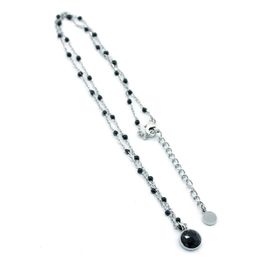 Sergio Engel Kette 'Beach Kette 01 Farbig akzentuierte Stahlkette mit Natursteinanh&auml;nger' Damen Gr&ouml;&szlig;e 35 / 45 cm schwarz