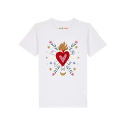Watabout.kids T-Shirt 'Love and flex' Jungen Gr&ouml;&szlig;e 146 senf / rosa / rot / wei&szlig;
