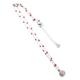 Sergio Engel Kette 'Beach Kette 01 Farbig akzentuierte Stahlkette mit Natursteinanh&auml;nger' Damen Gr&ouml;&szlig;e 38 / 42 cm dunkelpink