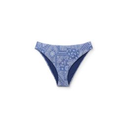 CALZEDONIA Bikinihose 'Paisley' Damen Gr&ouml;&szlig;e L dunkelblau / wei&szlig;