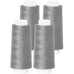 buttinette Overlockgarn im 4er-Pack, St&auml;rke 120, 2500m-Spule, grau