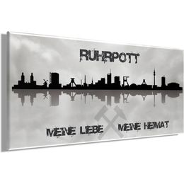 Leinwandbild &raquo;Wandbild RUHRGEBIET 50x100 cm &ndash; Leinwandbild Keilrahmen Deko modern&laquo; Skyline Spr&uuml;che & Texte Stadt 1 Stk. tlg. auf Keilrahmen gespannt 