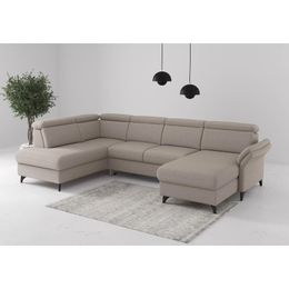 Sit & More sit&more Wohnlandschaft &raquo;Glendale, U-Form&laquo; inkl. Kopfteilverstellung,wahlweise mit Vorziehsitz und Bettkasten beige 95% Polyester, 5% Polyamid B/H/T: 