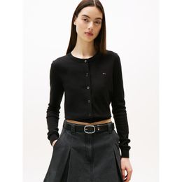 Tommy Jeans Damen Strickjacke &raquo;TJW ESSENTIAL CREW NECK CARDIGAN&laquo; Baumwolle schwarz L (42/44)
