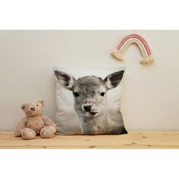 queence Dekokissen &raquo;Rehkitz&laquo; Kissenh&uuml;lle mit HD Premium Druck, geruchsneutral, 40x40cm braun Polyester B/L: 40cm x 40cm, 1 Stk.