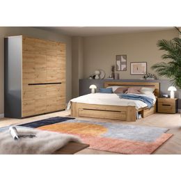 Home affaire Schlafzimmer-Set &raquo;REHAT, 4-teilig, best. aus: Bett, Kleiderschrank & 2x Nachtkommode&laquo; TOPSELLER!, f&uuml;r Matratzengr&ouml;&szlig;e 140x200 cm, viel 