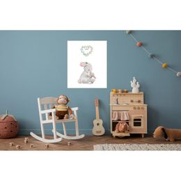 L&uuml;ttenh&uuml;tt Bild mit Rahmen &raquo;oder Poster, Gro&szlig;er Hase und Hasenkind mit Herz&laquo; Fantasy Herz Herzen Tiere 1 Stk. tlg. HD Premium Druck bunt Papier B/H/T: 40cm x 