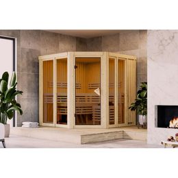 Karibu Sauna &raquo;"Airia" naturbelassen&laquo; aus hochwertiger nordischer Fichte beige ohne Ofen, ohne Steuerung, (ohne Ofen)