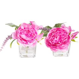 Kunstblume &raquo;Sommerblumen&laquo; pink Kunststoff &Oslash;/H: 10cm x 10,5cm, 2 Stk.