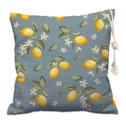 queence Dekokissen &raquo;Zitronen am Ast mit Bl&uuml;te&laquo; Outdoor-Kissen mit &Ouml;se und dicker Stoffkordel bunt Baumwolle, Polyester B/L: 40cm x 40cm, 1 Stk.