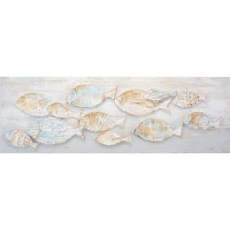 &Ouml;lgem&auml;lde &raquo;handarbeit FISCHE 40x120 cm &ndash; Wandbild Kunst Deko modern&laquo; Fisch Fisch & Meeresfr&uuml;chte Meer 1 Stk. tlg. handgefertigt, jedes Bild ein Unikat