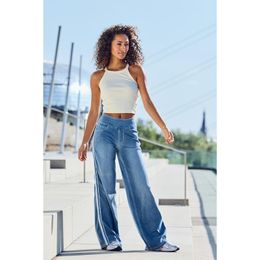 H.I.S. H.I.S Damen Schlupfhose &raquo;Wide Leg Style, mit Waschung, mit Taschen, ohne Verschluss&laquo; Denim der sich uneingeschr&auml;nkt bequem anf&uuml;hlt blau 40/42, N-Gr