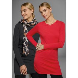 Flashlights Damen Jerseykleid &raquo;Basic-Schnitt mit Rundhals und langen &Auml;rmeln&laquo; Packung, 2-er Pack, aus weichem Interlock-Stoff, figurnaher Schnitt 
