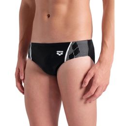 arena Herren Badehose &raquo;MEN'S SWIM BRIEFS GRAPHIC&laquo; in Stretch-Qualit&auml;t, mit innenliegendem Kordelzug schwarz-wei&szlig; 7, N-Gr