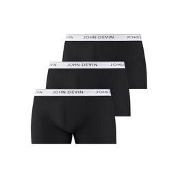 John Devin Herren Boxer &raquo;Boxershorts&laquo; Packung, 3 Stk. k&ouml;rpernahe Passform, wei&szlig;es Logob&uuml;ndchen,Baumwollmischung schwarz S (4), 3 Stk.