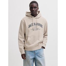 Jack & Jones Jack & Jones Herren Kapuzensweatshirt &raquo;JJEDENVER LOGO SWEAT HOOD SN&laquo;, Baumwollmischung, relaxed fit beige XL
