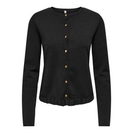 Only Damen Only Strickjacke &raquo;ONLCINDEREL LS O-NECK FRILL CARDI CC KNT&laquo; Materialmix, regular fit schwarz XL