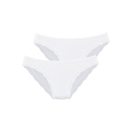 Lascana Damen Lascana Jazz-Pants Slips 2er-Pack, aus hochwertiger Modal-Qualit&auml;t mit Spitze wei&szlig; 32/34