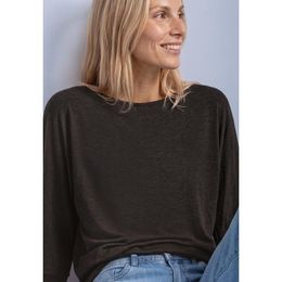 Street One Damen Street One 3/4-Arm-Shirt Batwing Shirt im Melange-Look schwarz 40