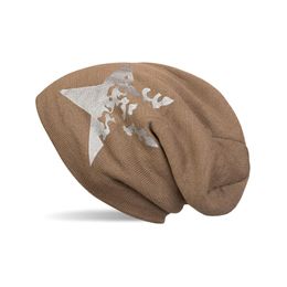 styleBREAKER M&uuml;tze 'Feinstrick Beanie mit Vintage Stern' Damen Gr&ouml;&szlig;e 56/61 braun