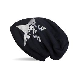 styleBREAKER M&uuml;tze 'Feinstrick Beanie mit Vintage Stern' Damen Gr&ouml;&szlig;e 56/61 nachtblau