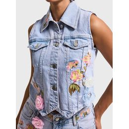 It's Basic Weste 'FLORAL DENIM WAISTCOAT' Damen Gr&ouml;&szlig;e M hellblau