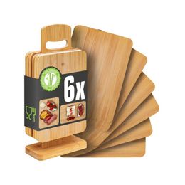 DuneDesign 6er Set Bambus Fr&uuml;hst&uuml;cksbrett EarlyBird mit St&auml;nder | Gr.: onesize