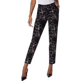 CR&Eacute;ATION L Damen Hose mit aufwendiger Stickerei schwarz-burgund-gemustert Gr&ouml;&szlig;e 36