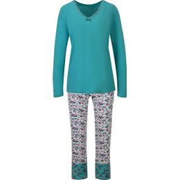 w&auml;schepur Damen Schlafanzug ozean-ecru-bedruckt Gr&ouml;&szlig;e 36/38