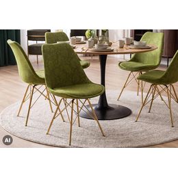 Design Stuhl SCANDINAVIA MEISTERST&Uuml;CK gr&uuml;n Chenille gold Metall Polsterstuhl Riess-Ambiente Esszimmerstuhl K&uuml;chenstuhl Modern Retro Skandinavisch