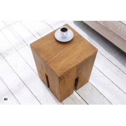 Riess Ambiente Design Beistelltisch CASTLE 45cm braun honey finish massives Mangoholz handmade Riess-Ambiente quadratisch Modern Natur