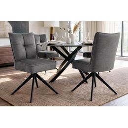 Riess Ambiente Drehbarer Stuhl LUGANO grau Vogue Velours Samt Federkern bis 150kg belastbar Polsterstuhl Riess-Ambiente Esszimmerstuhl K&uuml;chenstuhl Industrie &...