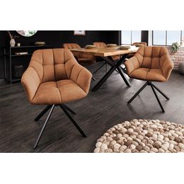 Riess Ambiente Drehbarer Stuhl PAPILLON rostbraun Ziersteppung schwarzes Gestell Polsterstuhl Riess-Ambiente Esszimmerstuhl K&uuml;chenstuhl Industrie & Loft Modern