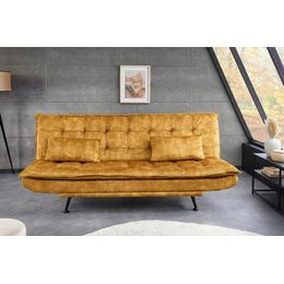Schlafsofa JAZZ 190cm senfgelb Samt 3-Sitzer Couch Riess-Ambiente Wohnzimmer Modern Skandinavisch