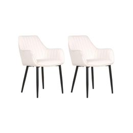 Beliani 2er-Set Esszimmerstuhl WELLSTON in Wei&szlig;/Schwarz | Gr.: onesize