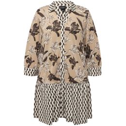 Ulla Popken Tunika Damen Gr&ouml;&szlig;e XXXL/4XL beige / schwarz / wollwei&szlig;