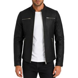 Reichstadt Herren Slim Fit Echtlederjacke Silver Zipper in Grey | Gr.: XXL