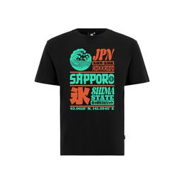 Oldskull T-Shirt 'Asian Sapporo Hokkaido Island Graphic' Herren Gr&ouml;&szlig;e S schwarz