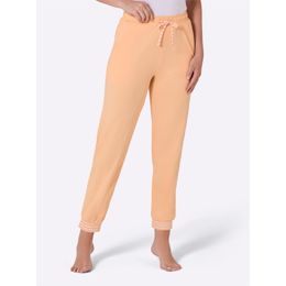 w&auml;schepur w&auml;schepur Damen Schlafanzughose mit Ringelb&uuml;ndchen, apricot, Gr&ouml;&szlig;e 36/38