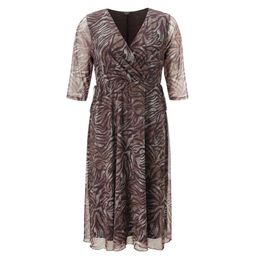 Aniston PLUS Meshkleid in bordeaux-wei&szlig; | Gr.: 48