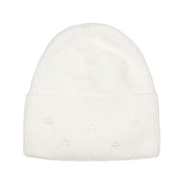 styleBREAKER Beanie 'Strickm&uuml;tze mit Rippenmuster und Rissen' female size 56/58 Cream